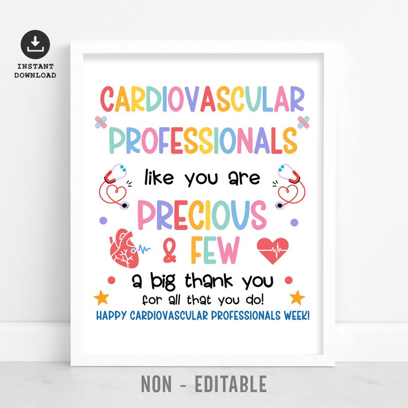Cardiovascular Professionals Week Printable Sign, CVT Week Poster, Cath ...