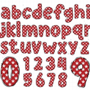 4th of July, Patriotic Doodle Alphabet Bundle, 4th of July PNG Letters ...