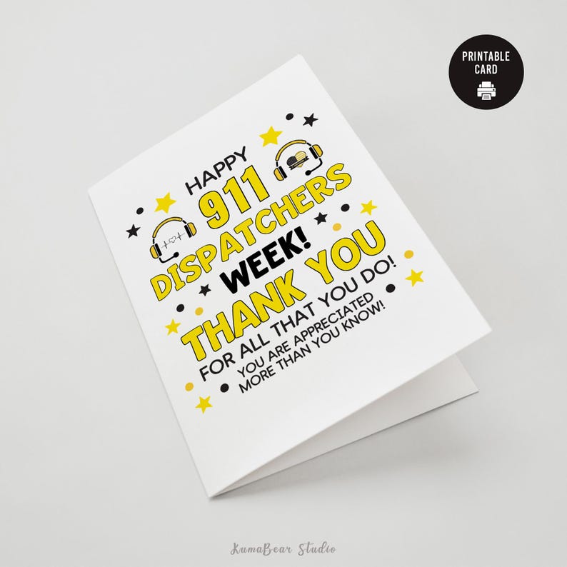 Dispatcher Appreciation Gift Cards, Thank You Card for 911 Operators ...