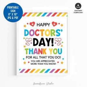 Doctors' Day Printable Sign, Doctor Appreciation Day Sign Printable ...