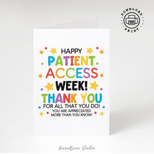 Patient Access Week Card Printable, Patient Access Professionals Week ...