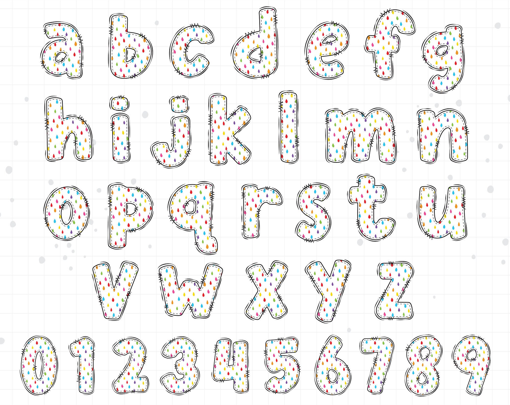 Rainbow Doodle Alphabet Bundle Rainbow PNG Letters & Numbers - Etsy