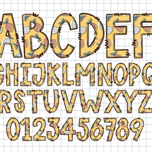 Summer Doodle Hand Drawn Letters, Alphabet A Z Set for Sublimation ...
