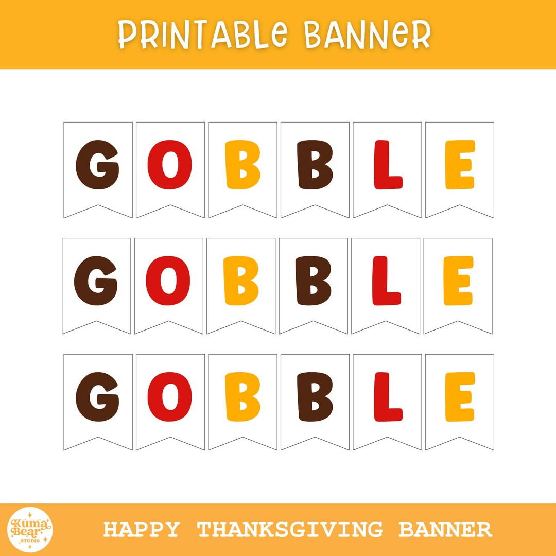 Printable Banner Thanksgiving Gobble PNG, Thanksgiving Garland ...