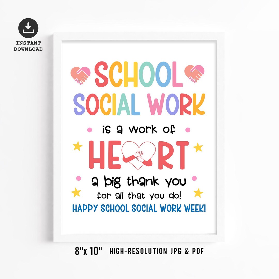 School Social Work Week Printable Sign, Thank You Social Worker ...