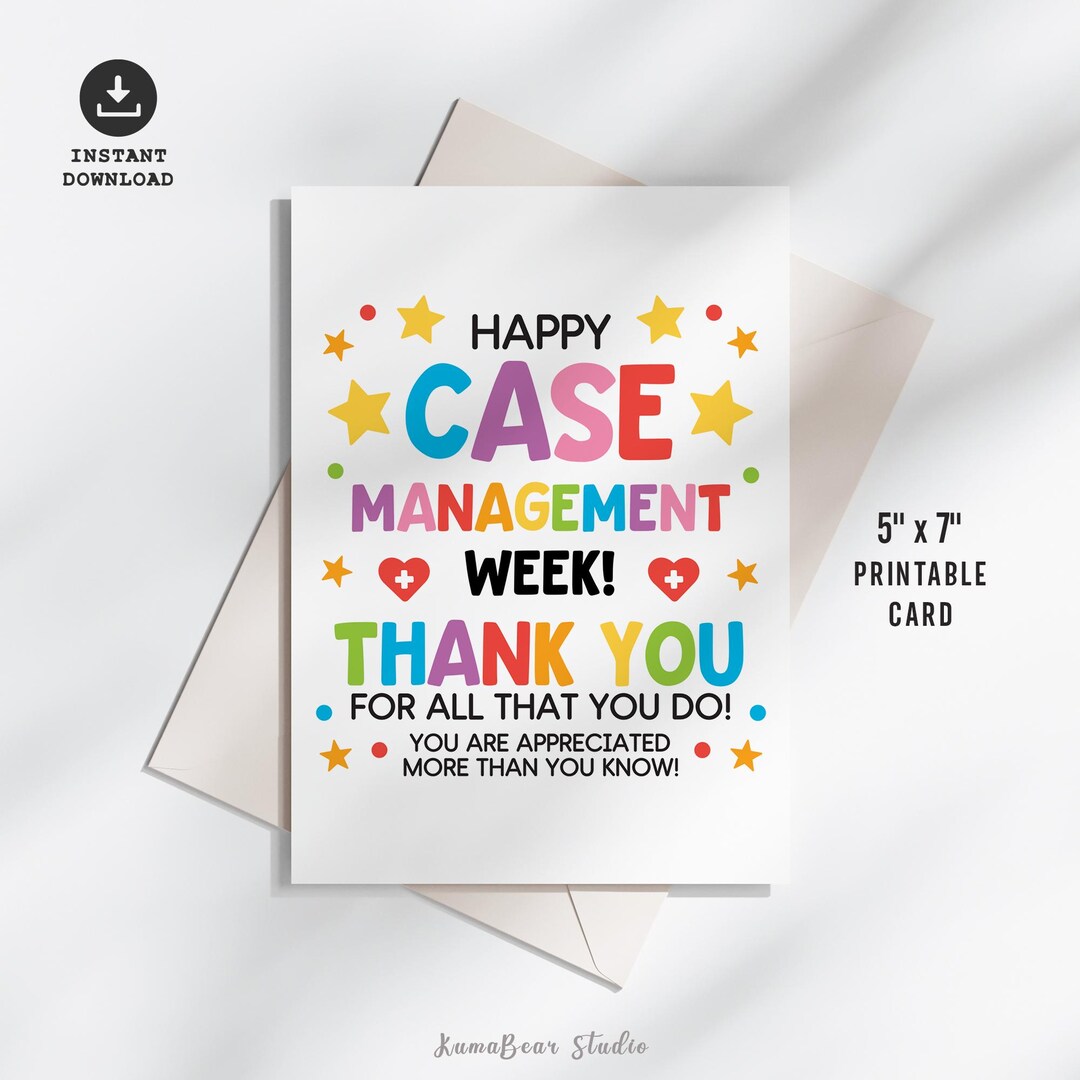 Case Management Week Card Printable – Case Manager Appreciation Thank ...