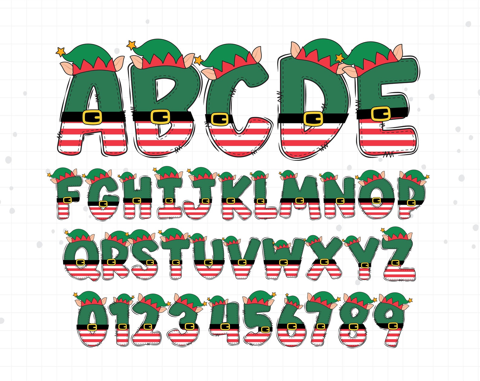 Christmas Alphabet PNG Bundle – Cute Letters and Numbers Clipart for ...