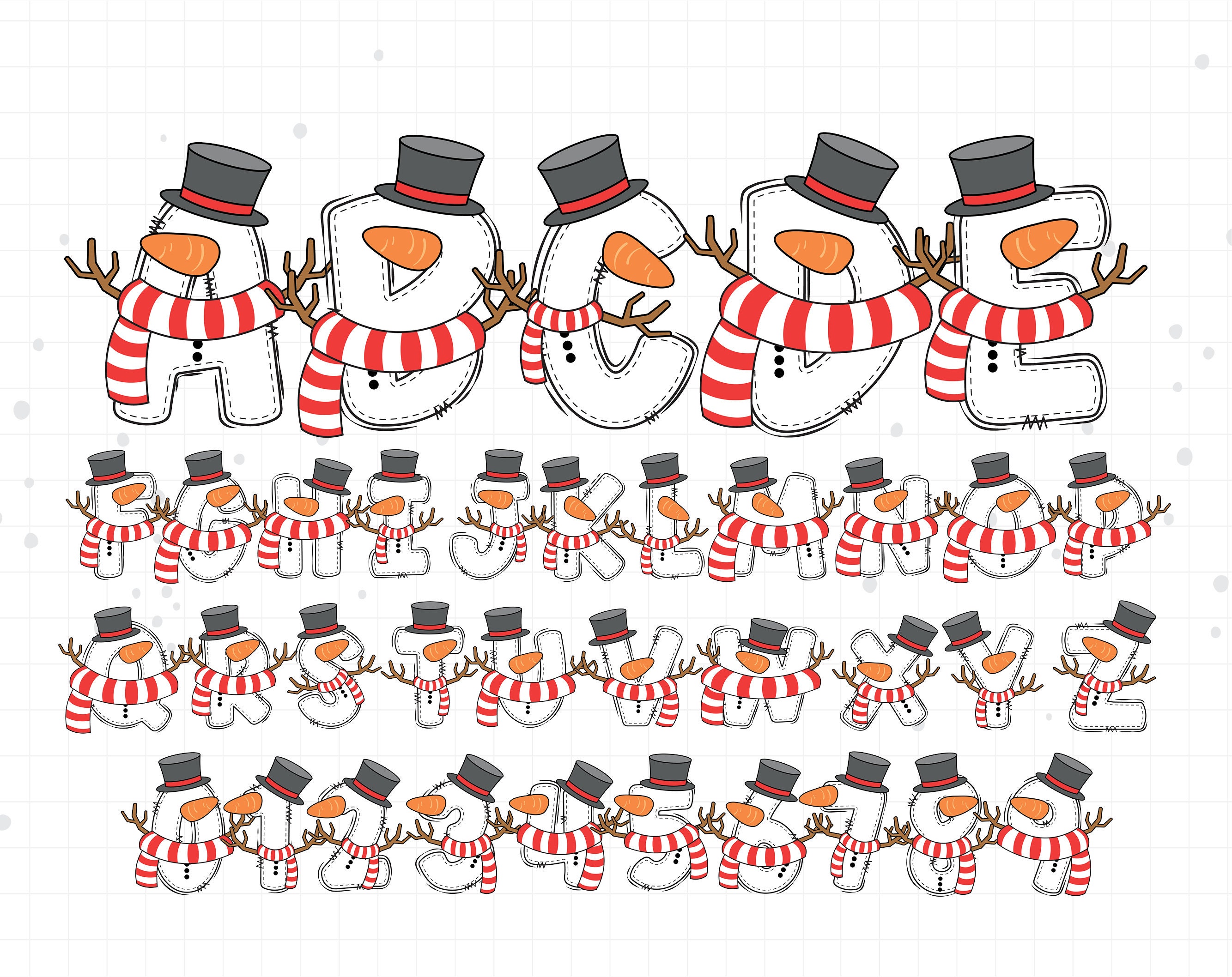 Christmas Alphabet PNG Bundle – Cute Letters and Numbers Clipart for ...