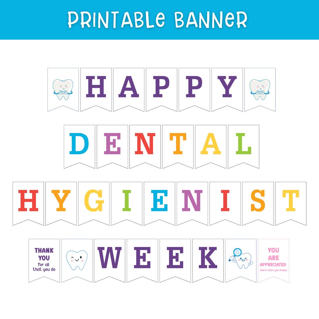 Dental Hygienist Week Banner Printable, Dental Hygienist Appreciation ...