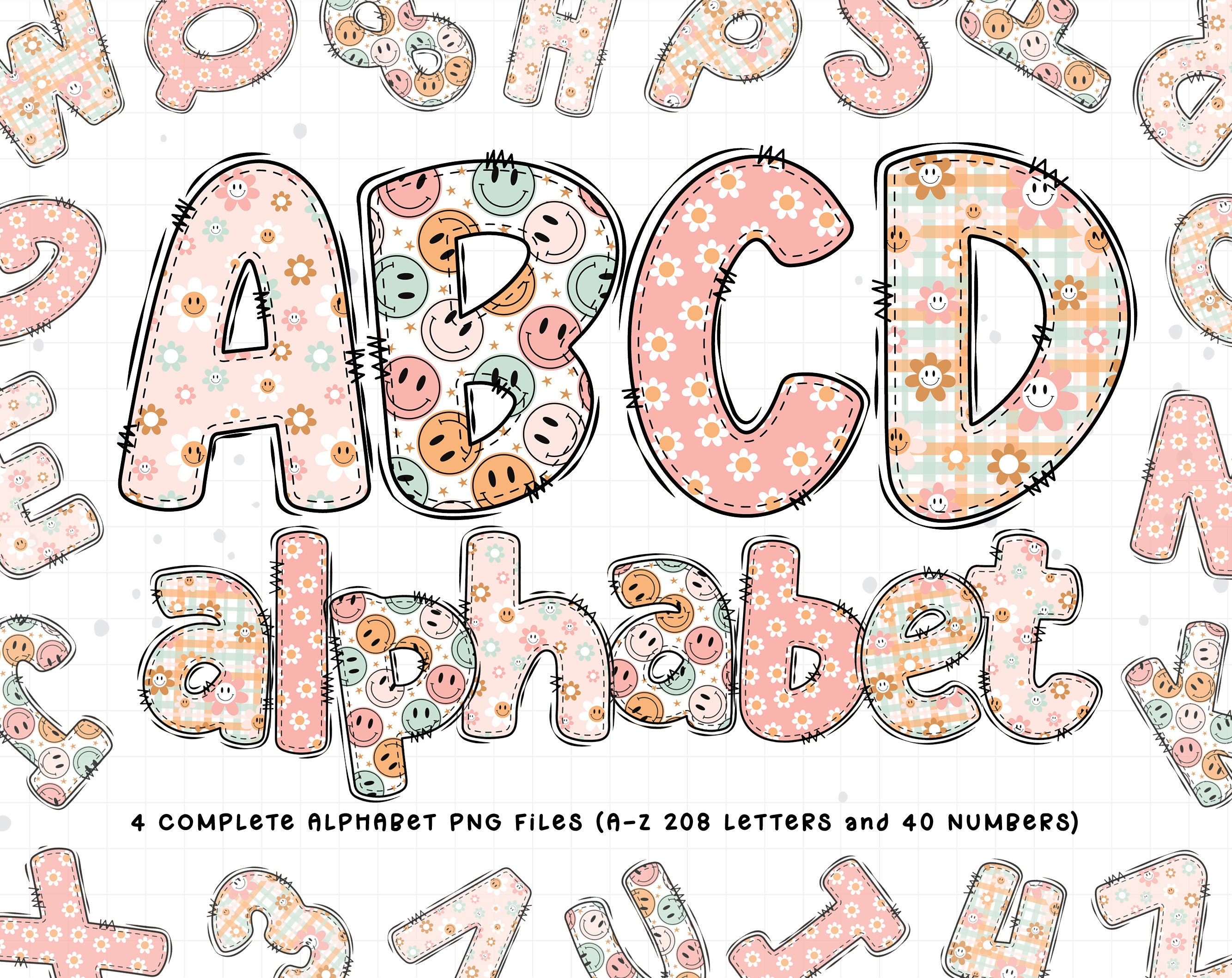 Smiley Face PNG, Groovy Smiley Alphabet, Retro Pink Smiley Face ...