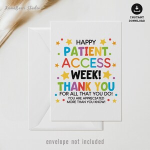 Patient Access Week Card Printable, Patient Access Professionals Week ...