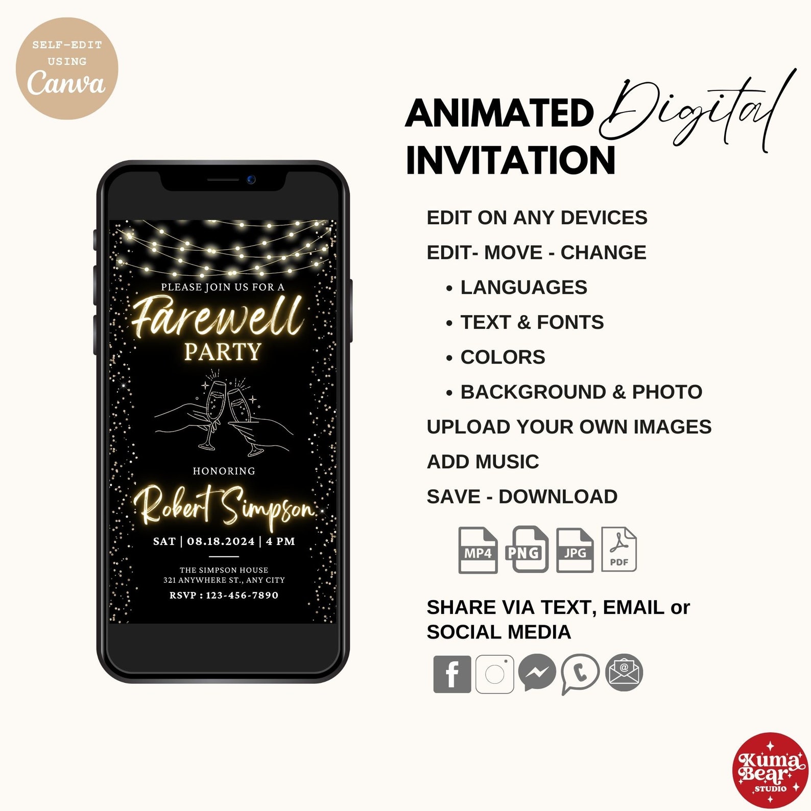 Farewell Party Invitation Digital Farewell Invitation Editable Template ...