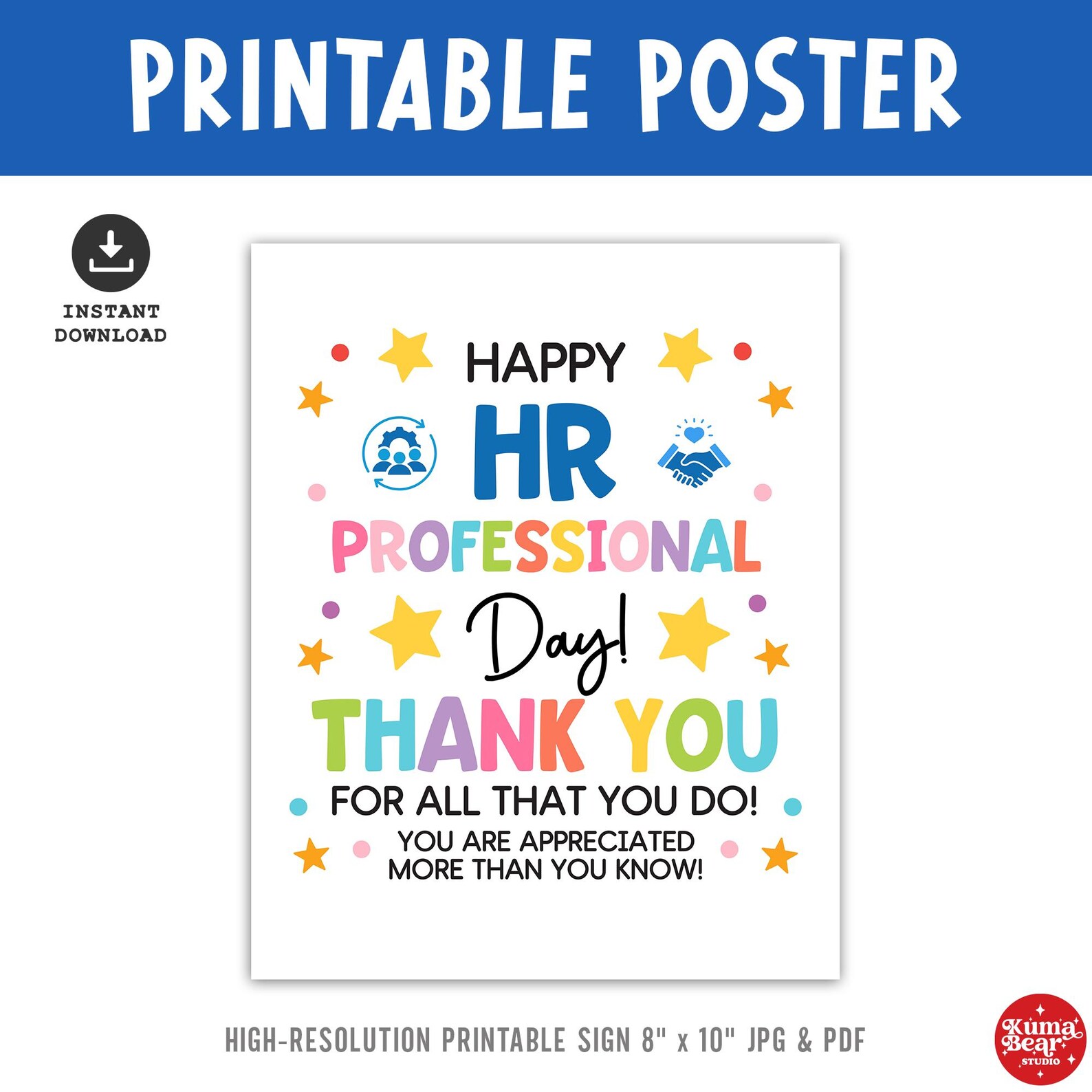 Human Resource Day Poster Printable – HR Professional Appreciation Sign ...