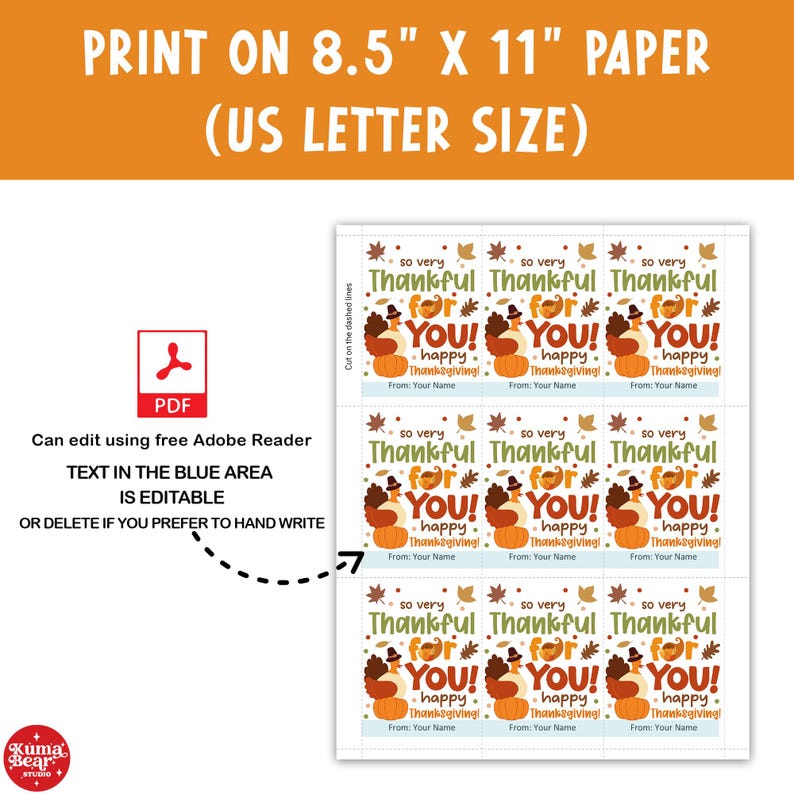 Thanksgiving Gift Tags Printable, so Very Thankful for You Treat Tags ...