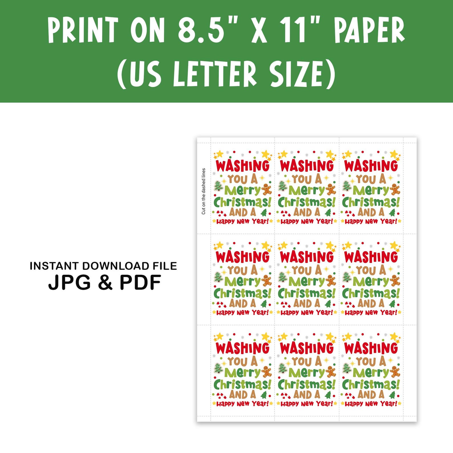 Washing You a Merry Christmas Tags Printable Soap Gift Label, Happy New ...