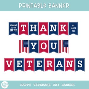 Happy Veterans Day Banner Printable Thank You Veterans Banner, Veterans ...
