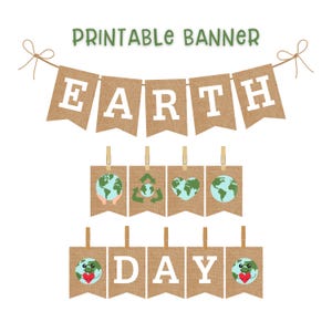 Earth Day Banner Printable, Happy Earth Day Printable Bunting Flags ...