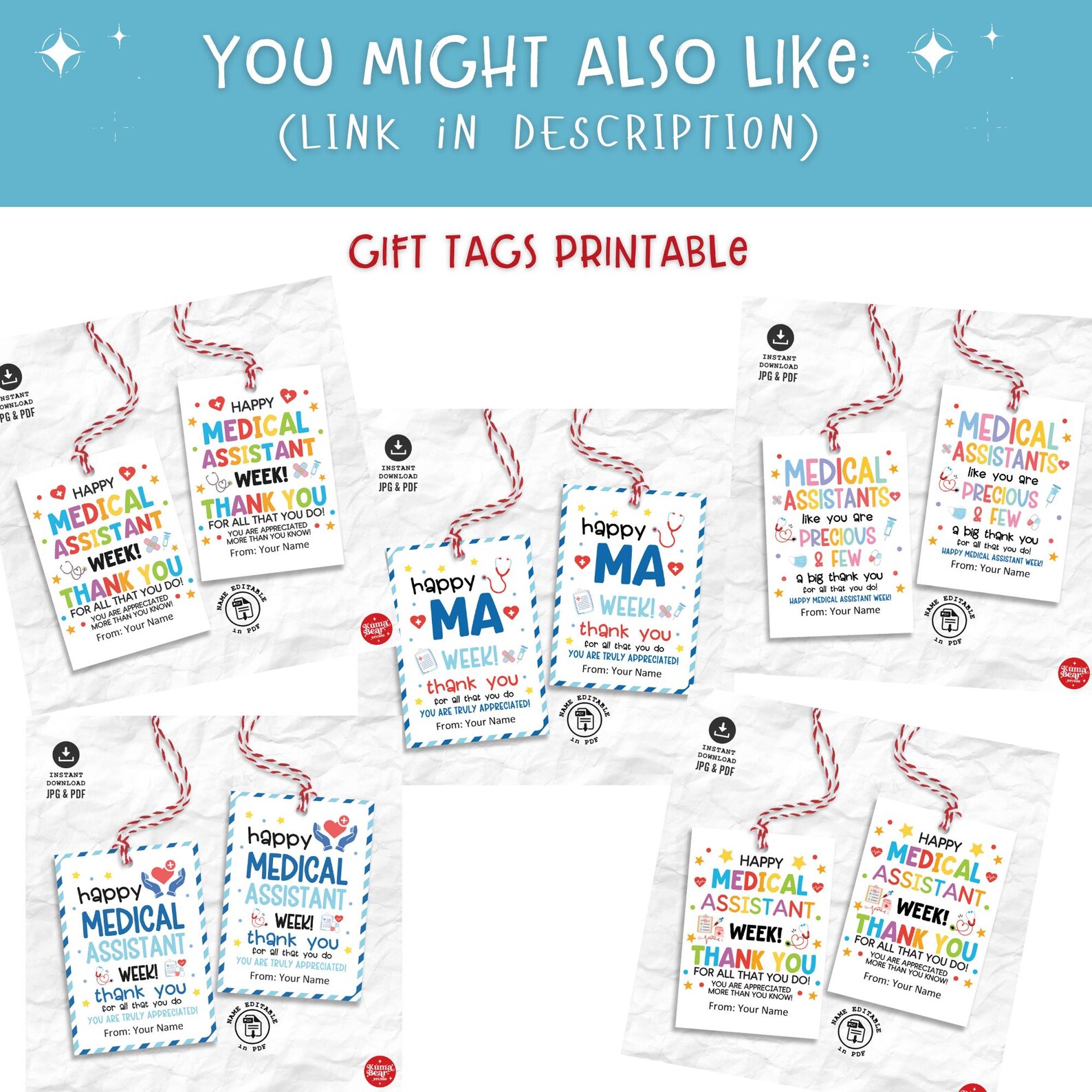 Medical Assistant Week Gift Tags – Printable MA Appreciation Thank You ...