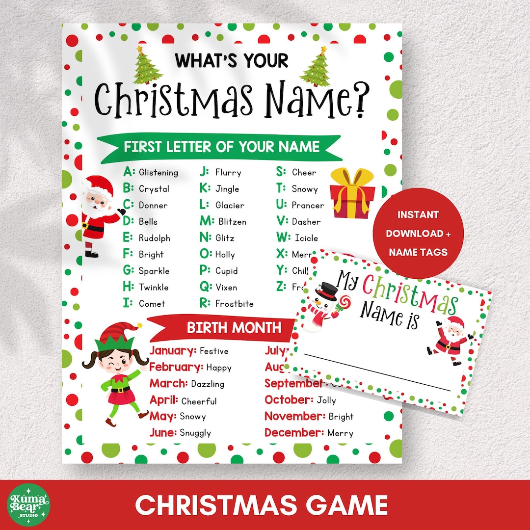 What's Your Christmas Name Game Christmas Party Game Printable ...