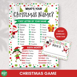What's Your Christmas Name Game Christmas Party Game Printable ...