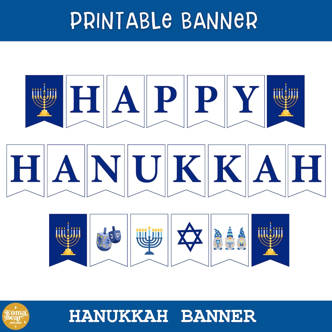 Printable Hanukkah Banner, Jewish Holiday Decor, Hanukkah Garland, DIY ...
