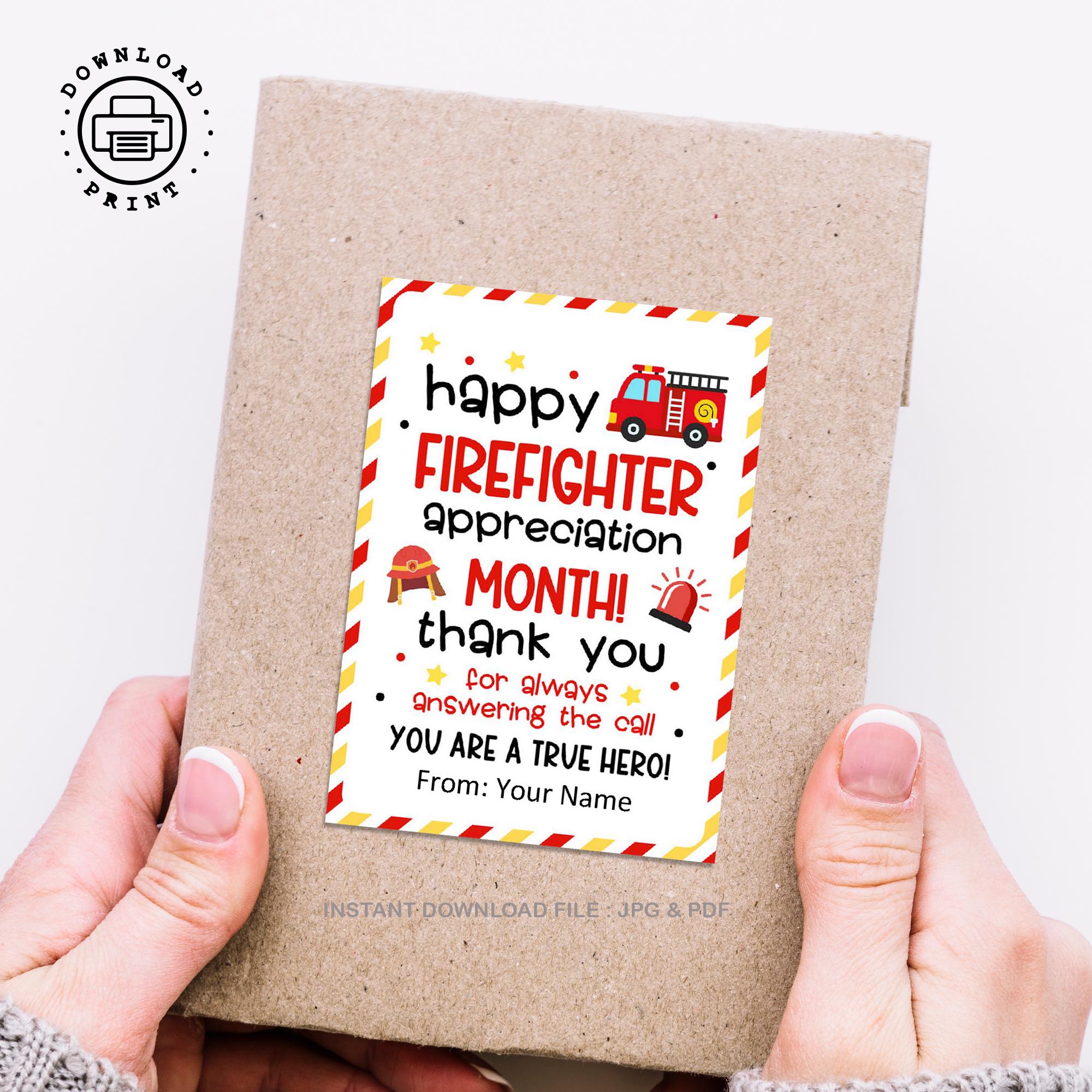 Firefighter Appreciation Gift Tags: Printable Thank You Tags (PDF & JPG ...