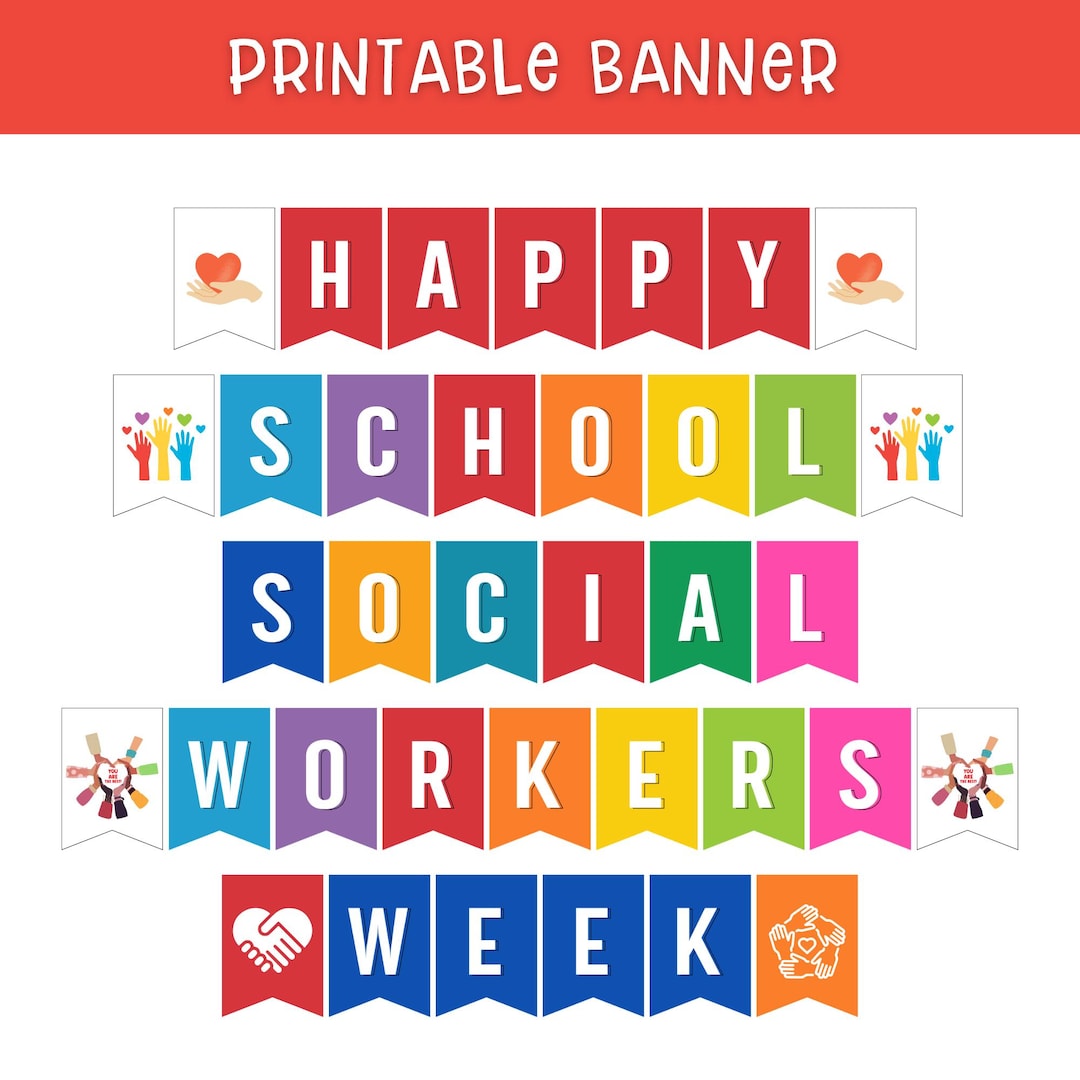 School Social Work Week Banner Printable, Social Worker Appreciation ...