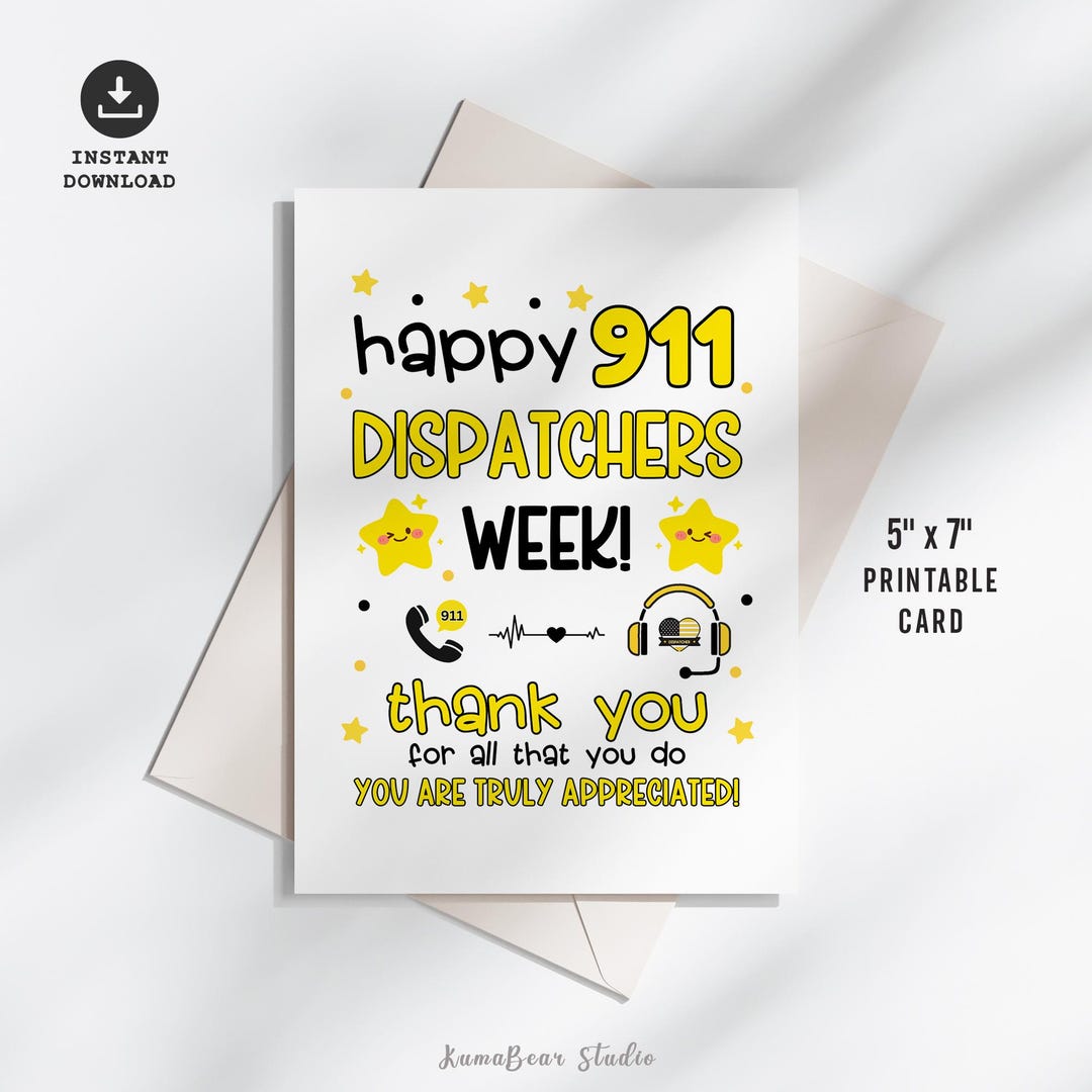 Happy 911 Dispatchers Week Printable Card, Dispatcher Week, Thank You ...