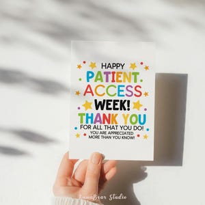 Patient Access Week Card Printable, Patient Access Professionals Week Thank You Card, Patient ...