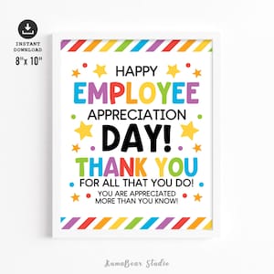 Employee Appreciation Printable Sign, Employee Appreciation Day Decor ...