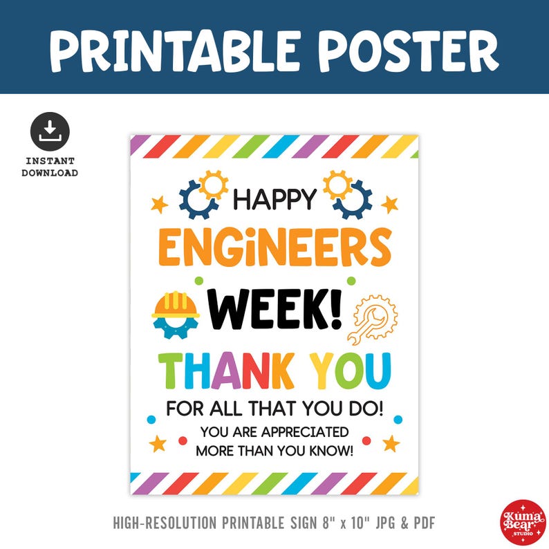 Engineers Week Sign Printable, Engineering Appreciation Poster ...