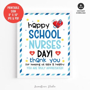 School Nurse Day Sign Printable, School Nurse Appreciation Poster ...
