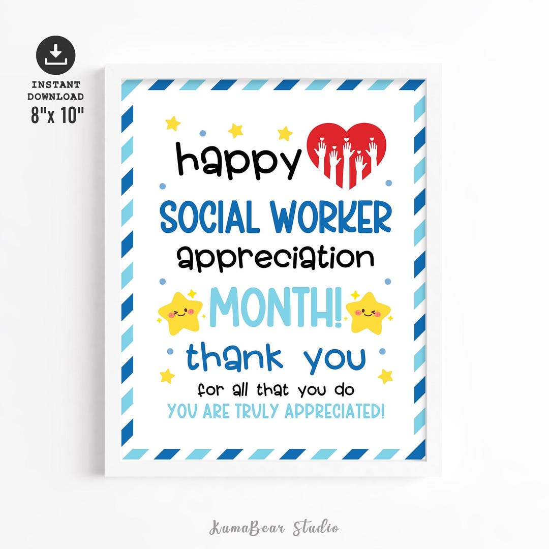 Social Worker Appreciation Month Sign Printable, Staff Thank You Poster ...