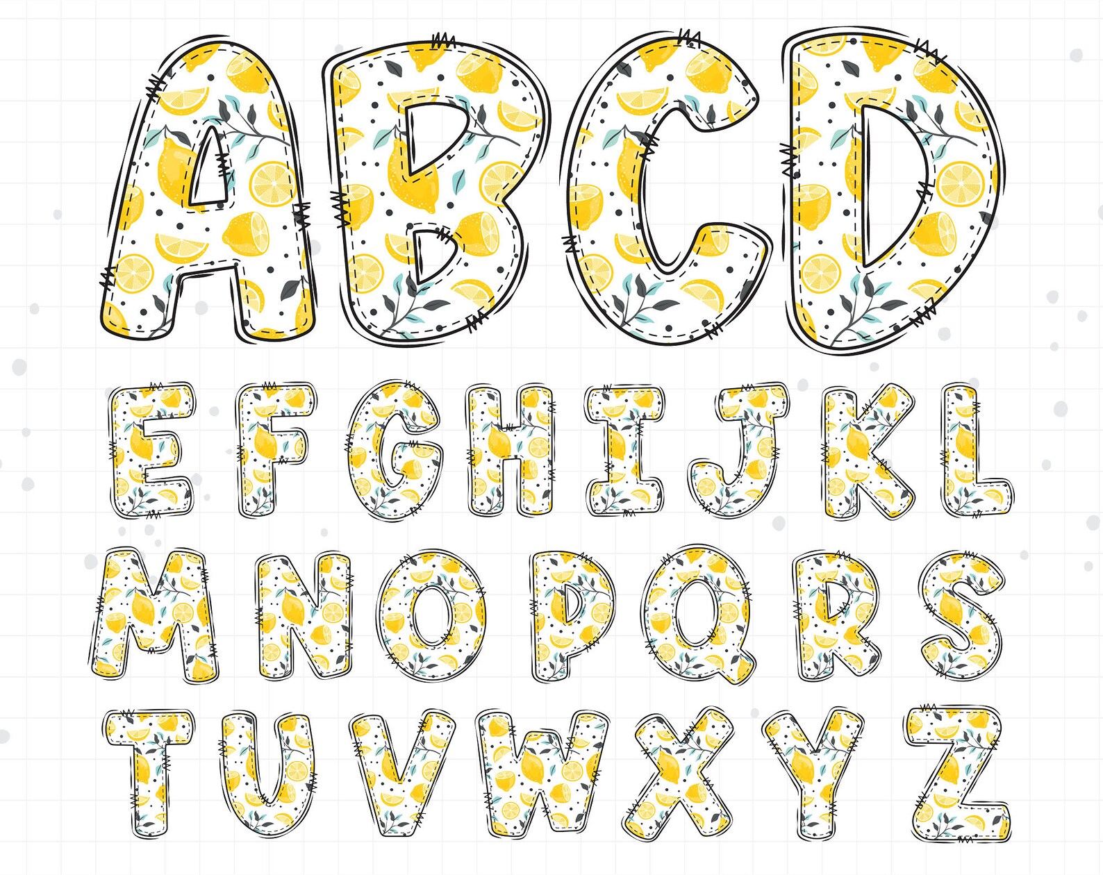 Summer Alphabet PNG Lemon Alphabet Letters PNG Alphabet - Etsy