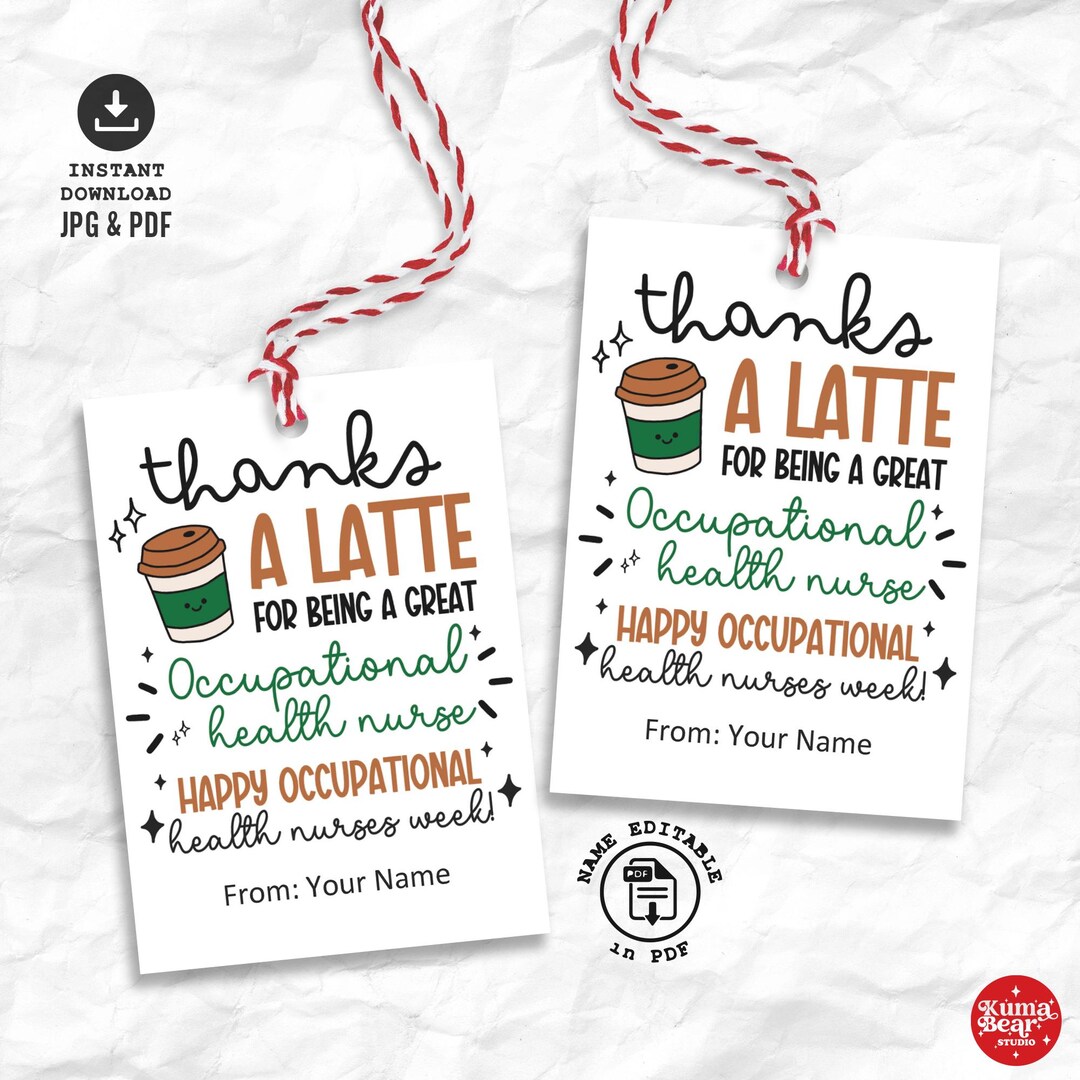 Occupational Health Nurses Week Tag Printable, OHN Week Gift Tag, Thank ...