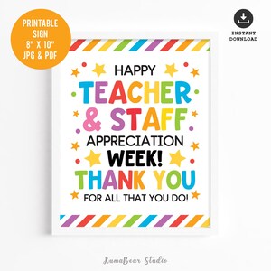 Teacher Staff Appreciation Week Sign Printable, Teacher Appreciation ...