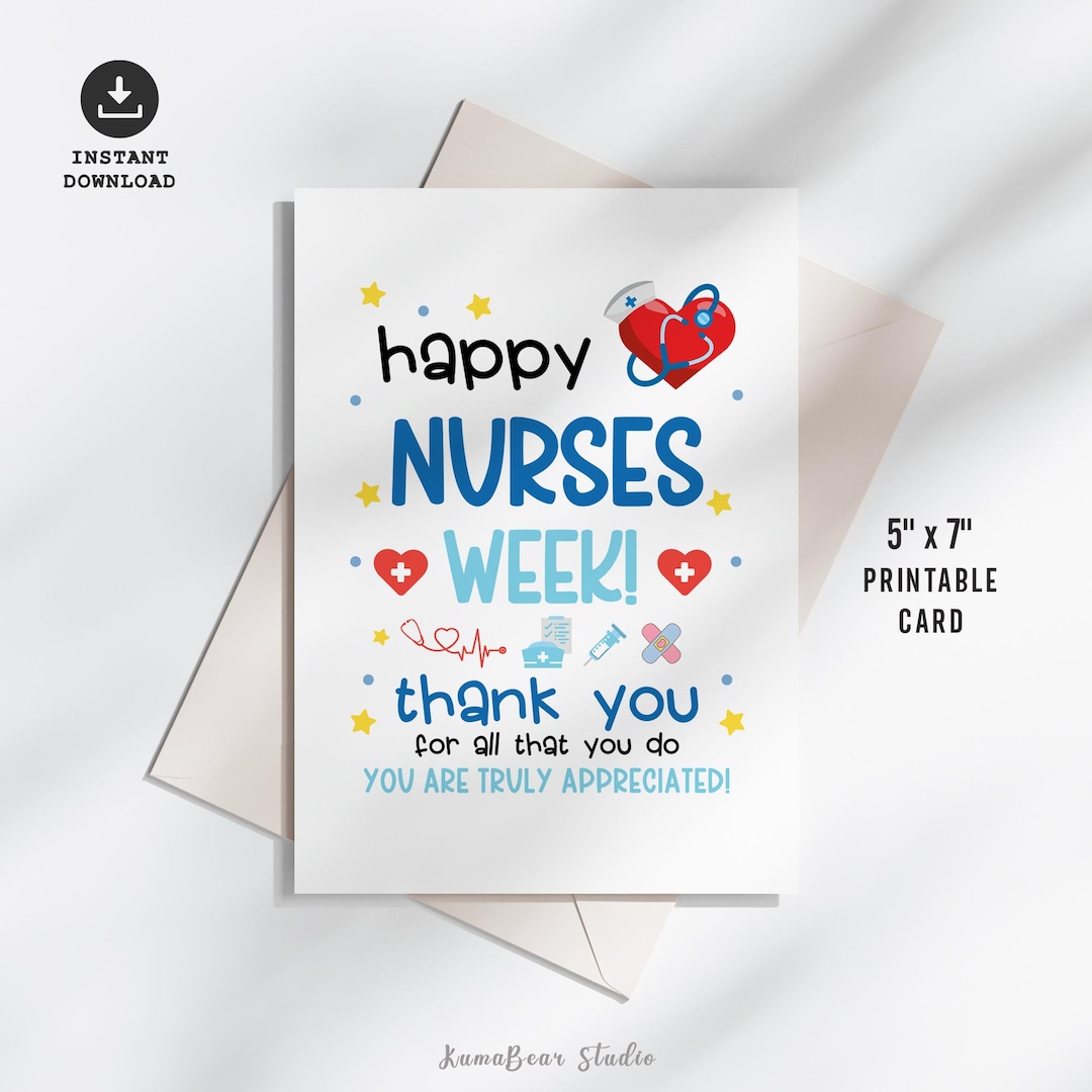 Nurse Thank You Card Printable, Nurses Week Greeting Card Printable ...