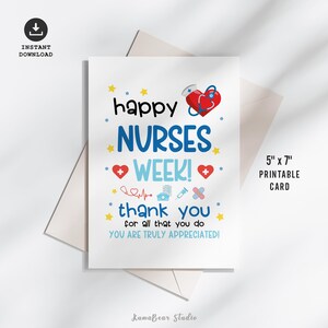 Nurse Thank You Card Printable, Nurses Week Greeting Card Printable ...