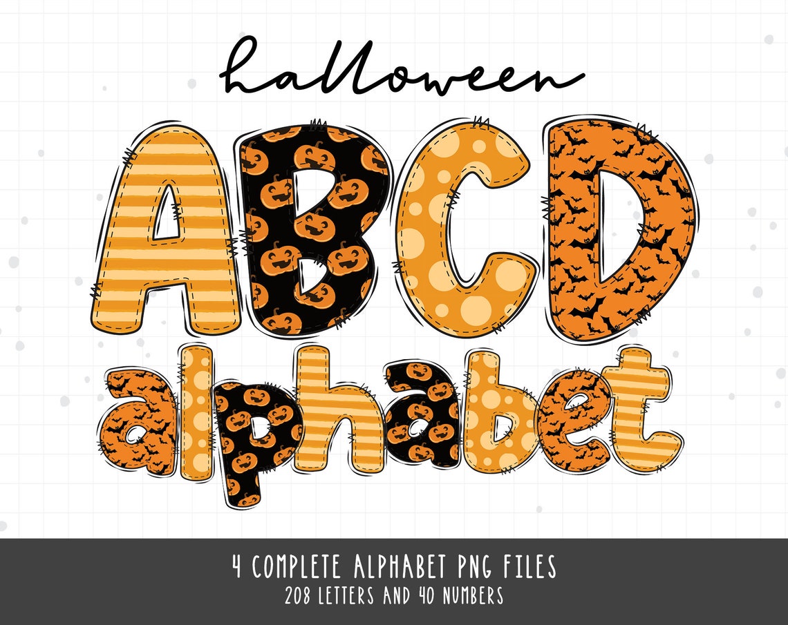 Halloween Alphabet PNG Pumpkin Bat Alphabet Sublimation - Etsy