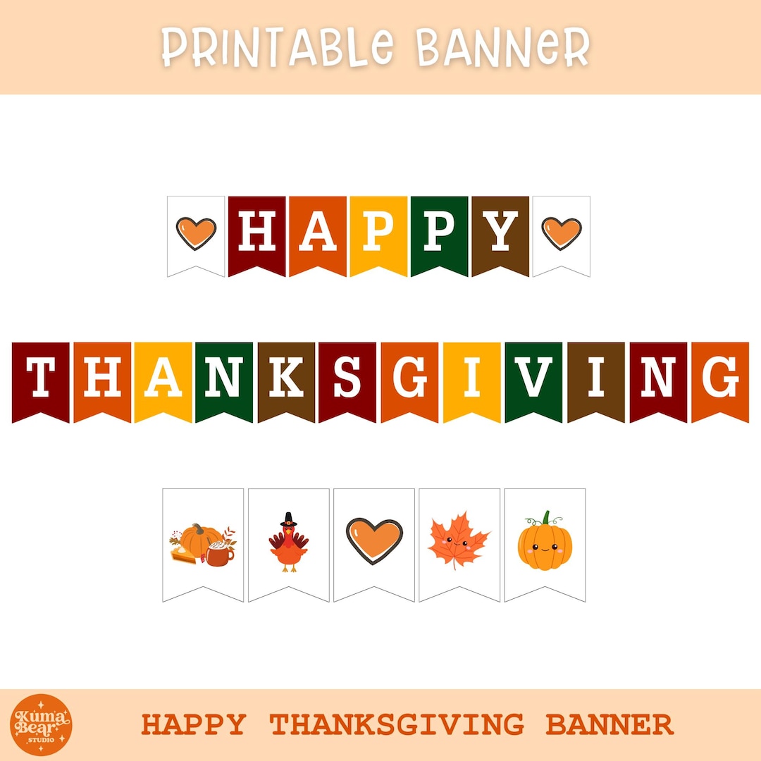 Thanksgiving Banner Printable, Thanksgiving Decor, Thankful Banner ...