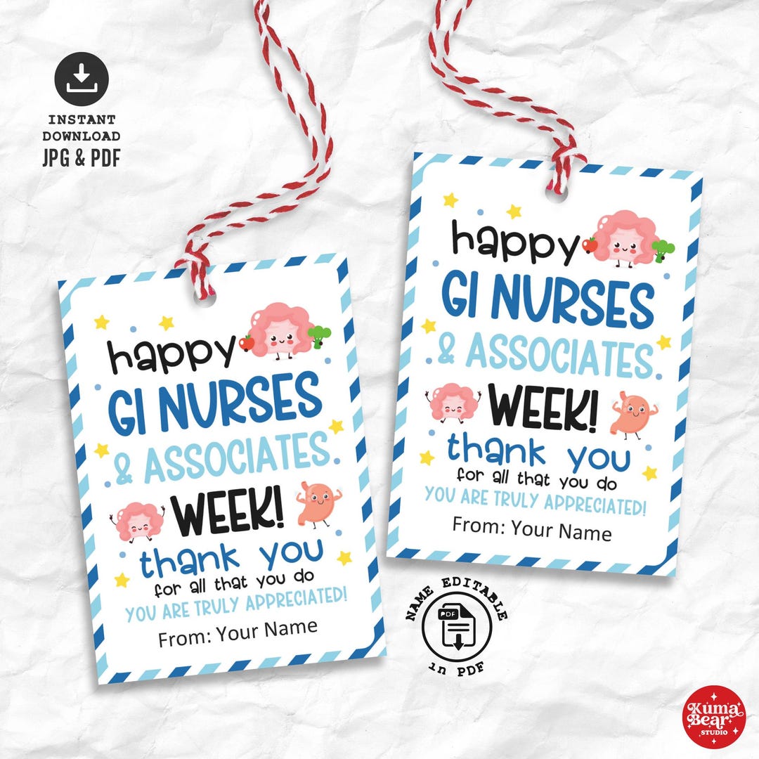 GI Nurses & Associates Week Tag Printable, GI Nurse Gift Tags, GI Nurse ...