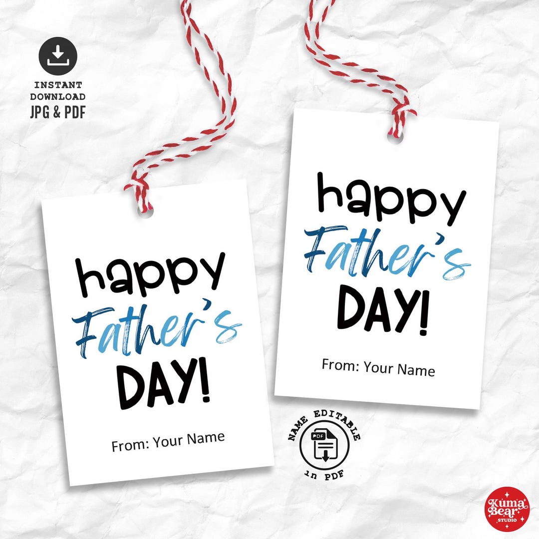 Happy Father's Day Gift Tag Printable, Fathers Day Card, Modern ...