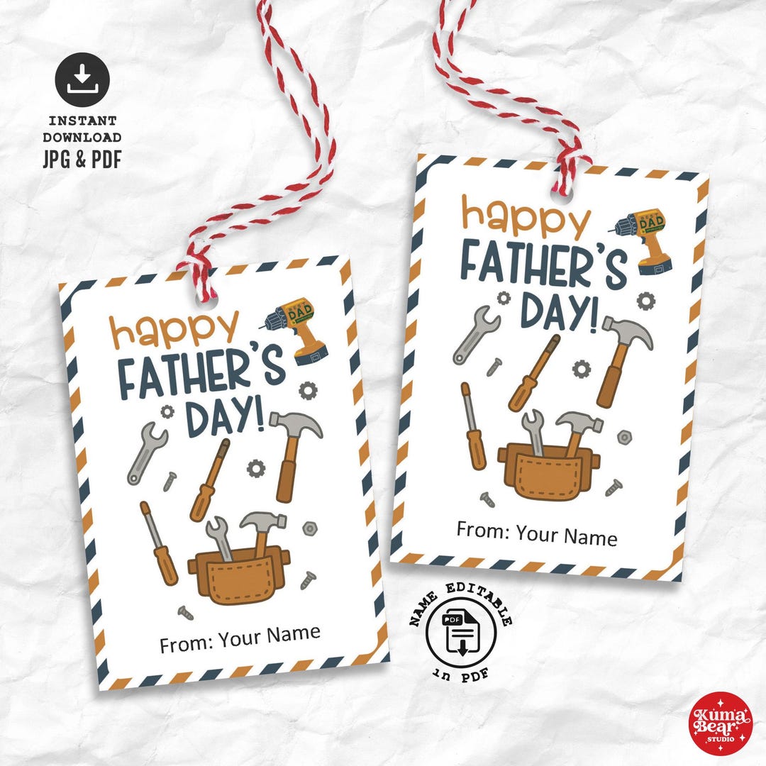 Fathers Day Tag Printable, Happy Father's Day Gift Tag, Father's Day ...