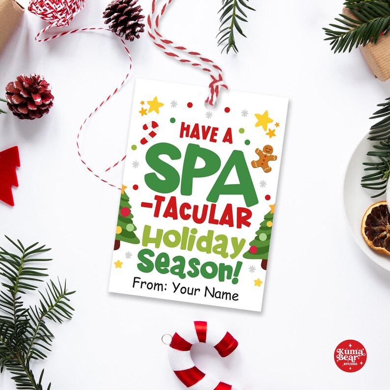 Spa-tacular Holiday Gift Tags Printable Christmas Favors - Etsy