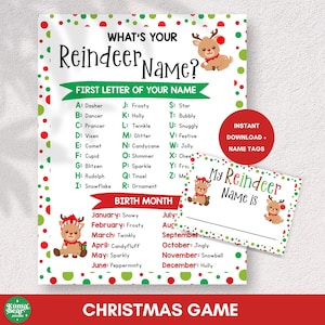 What's Your Reindeer Name Game, Printable Reindeer Name Generator Game ...