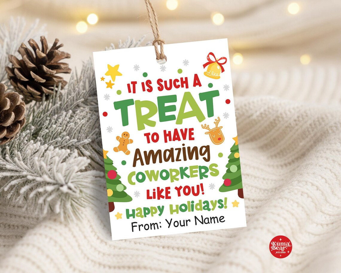 Coworker Christmas Gift Tags Printable, Thank You Favor Tag for Staff ...