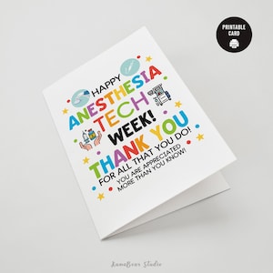 Anesthesia Tech Week Card Printable, Anesthesia Technician Day ...