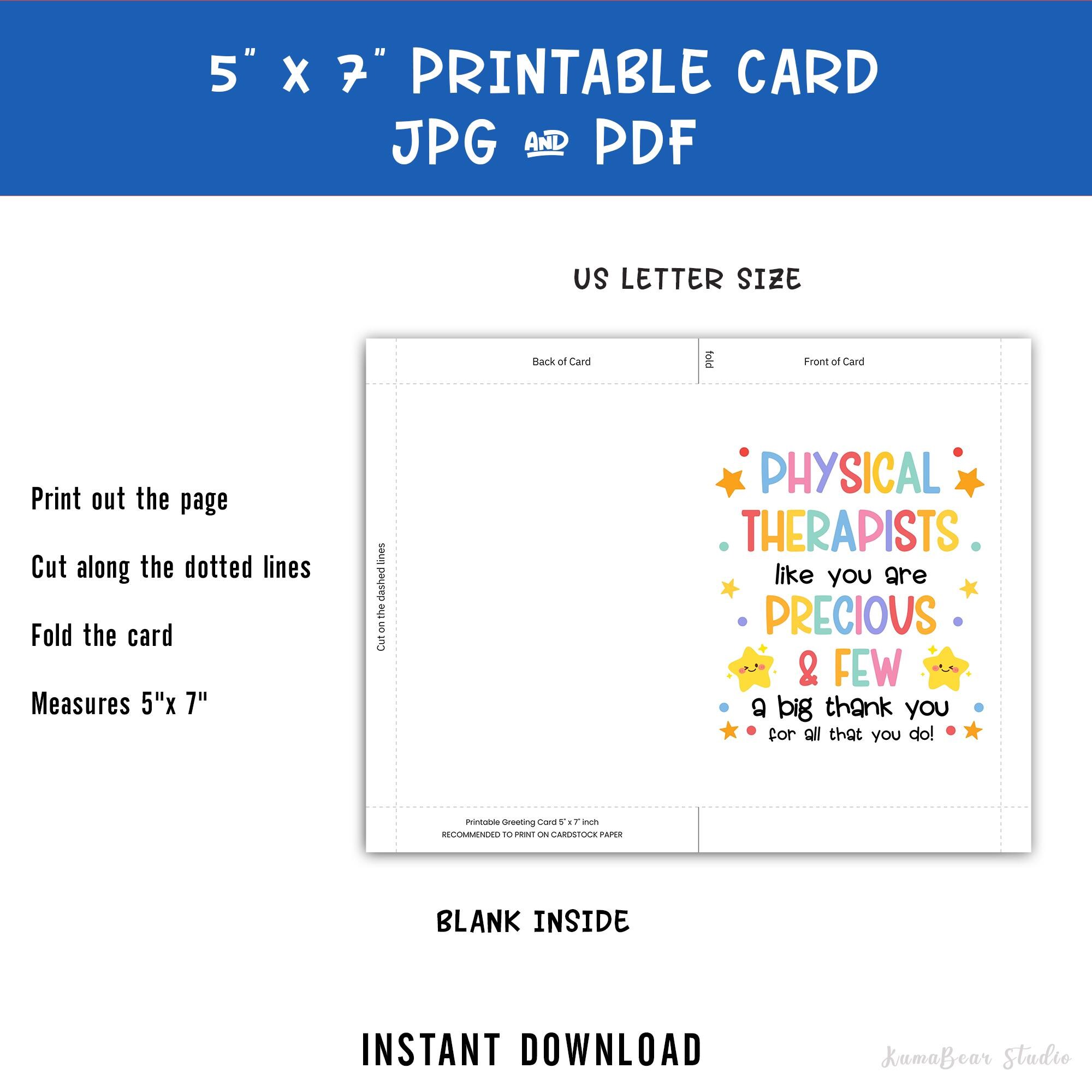 Physical Therapist Appreciation Card – Printable Thank You Greeting ...