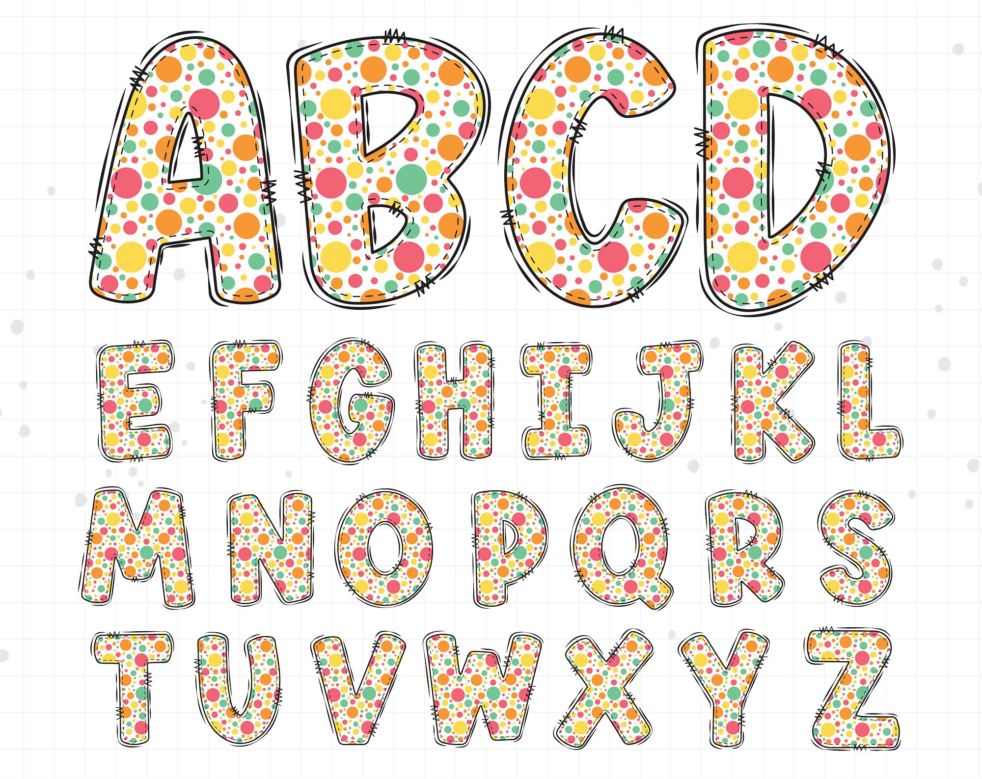 Citrus Alphabet PNG Fun Color Bright Color Alphabet Letters - Etsy