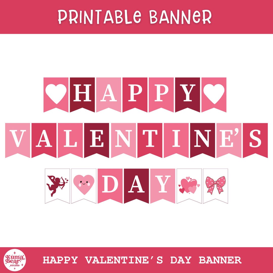 Printable Valentine's Day Decor, Valentines Day Banner Printable ...
